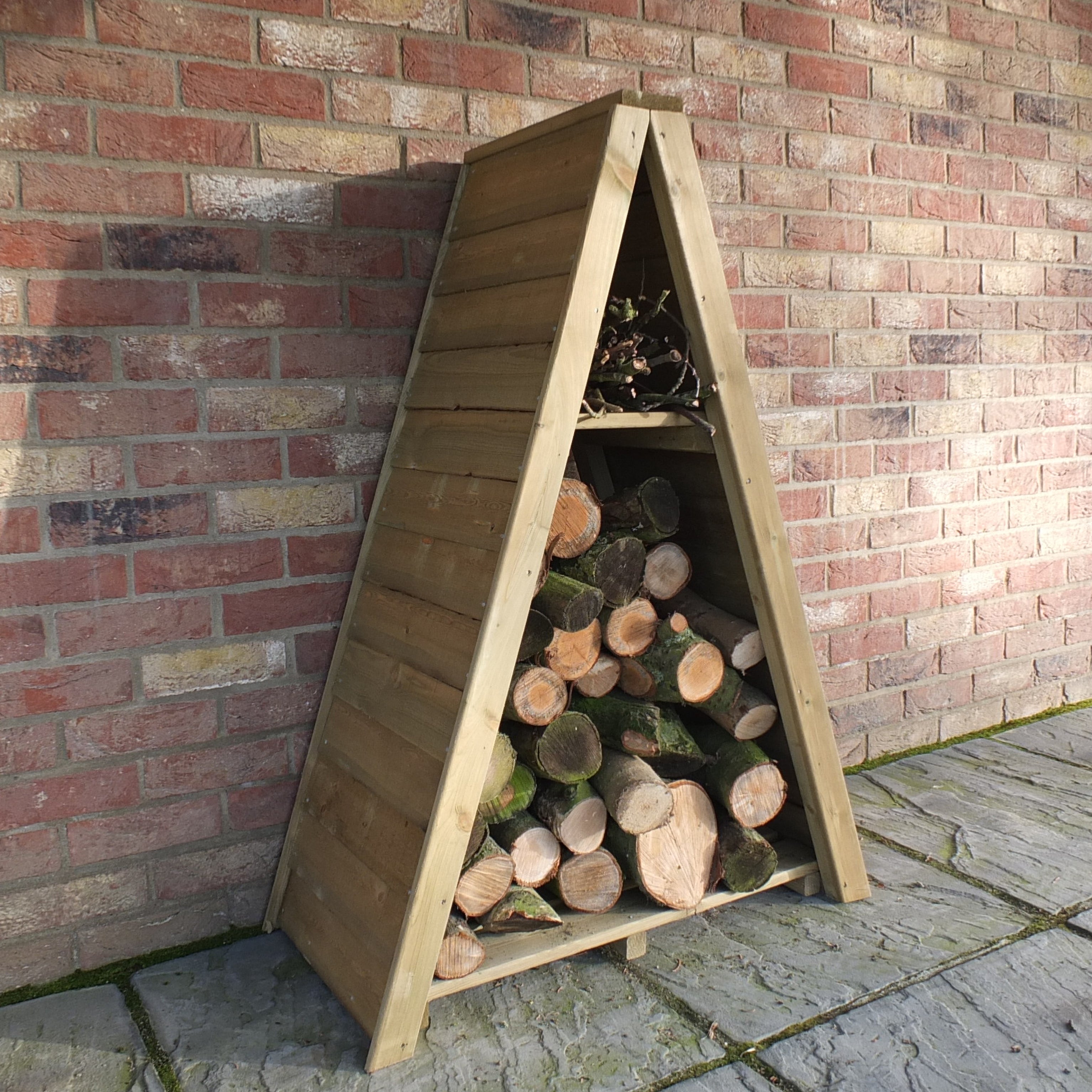 Shire Pressure Treated Small Triangular Overlap Log Store – Garden & Patio