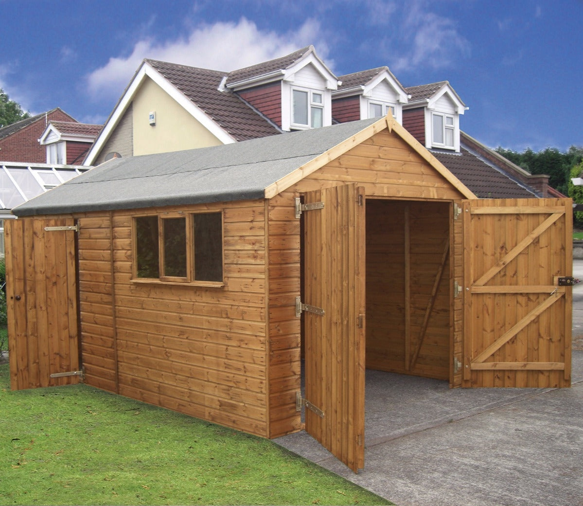 Shedlands Timber 14 x 12 ft Garage including assembly – Garden & Patio